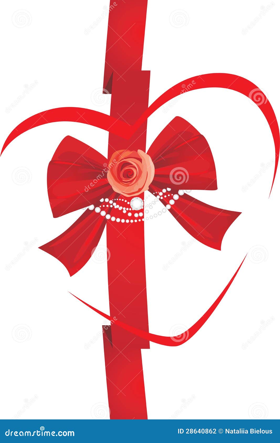 Red Bow with Rose and Strasses. Icon for Design Stock Vector ...