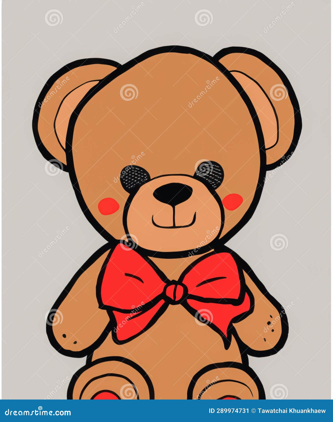 Red Bow Teddy Bear Vector Generative AI Stock Illustration ...