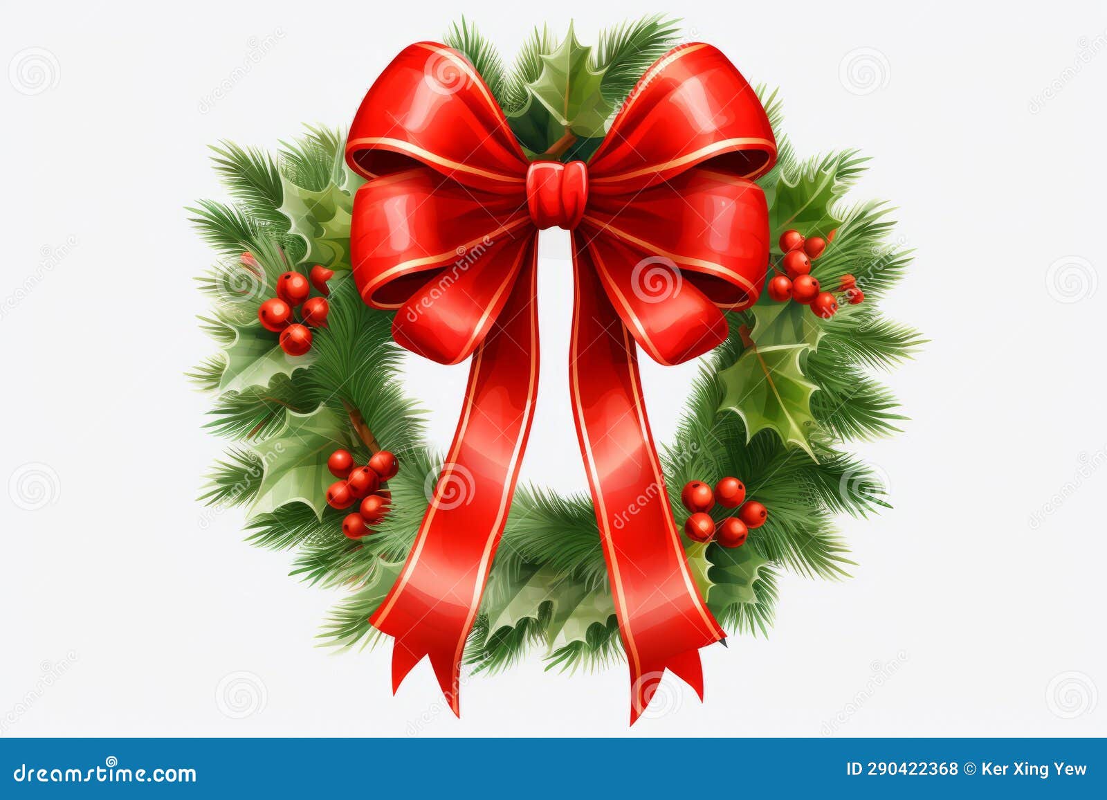 Red Bow Wreath Clip Art stock illustration. Illustration of greeting ...