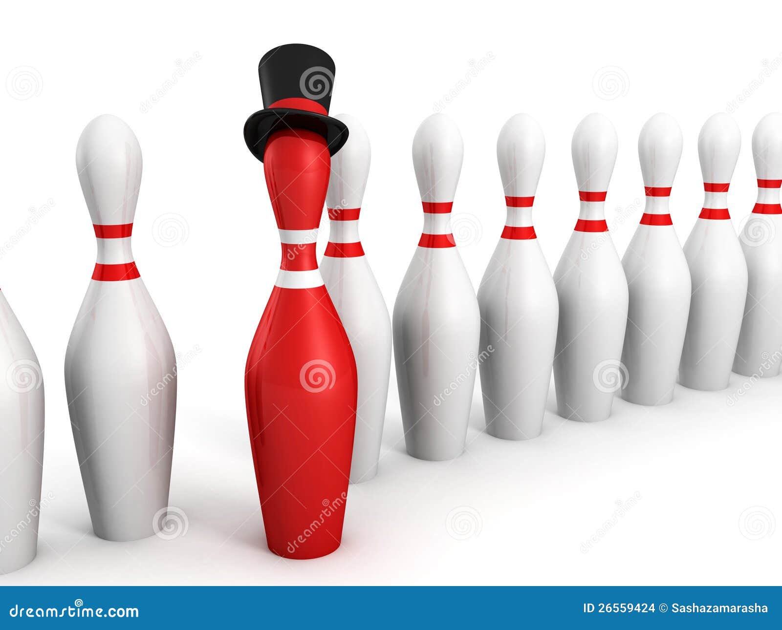 Red Bowling Pin Leader in Boss Hat on White Stock Illustration ... Red Bowling Pin Leader in Boss Hat on White Stock Illustration ...