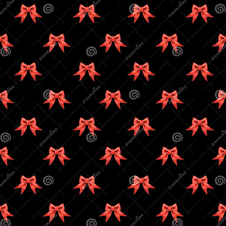 Red Bows Arranged in a Repeating Pattern on a Black Background Creating ...