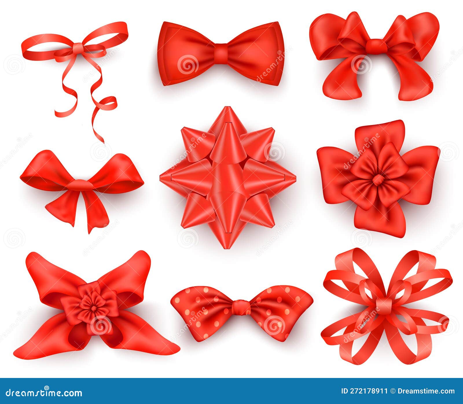 Red Bows Realistic Set stock vector. Illustration of love - 272178911