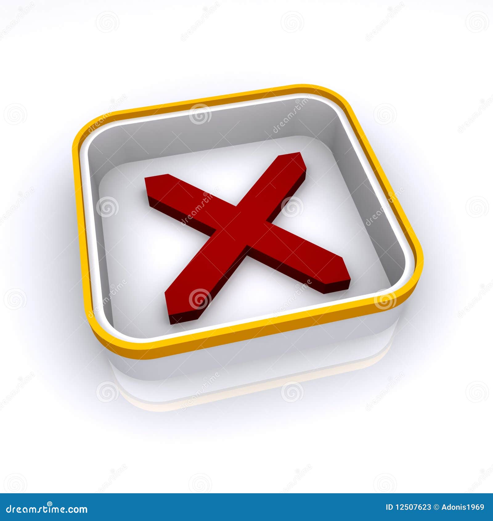 Red X in a box stock illustration. Illustration of grey - 12507623