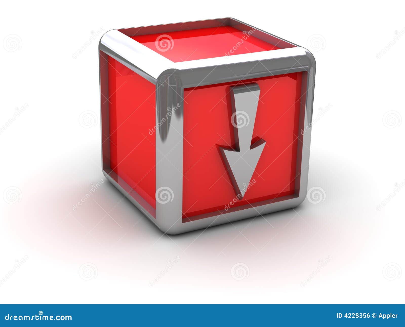 Red box with arrow down stock illustration. Illustration of motivation ...