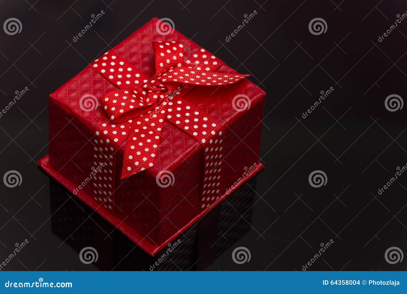 Red Box with Bow on the Black Background Stock Photo - Image of ...