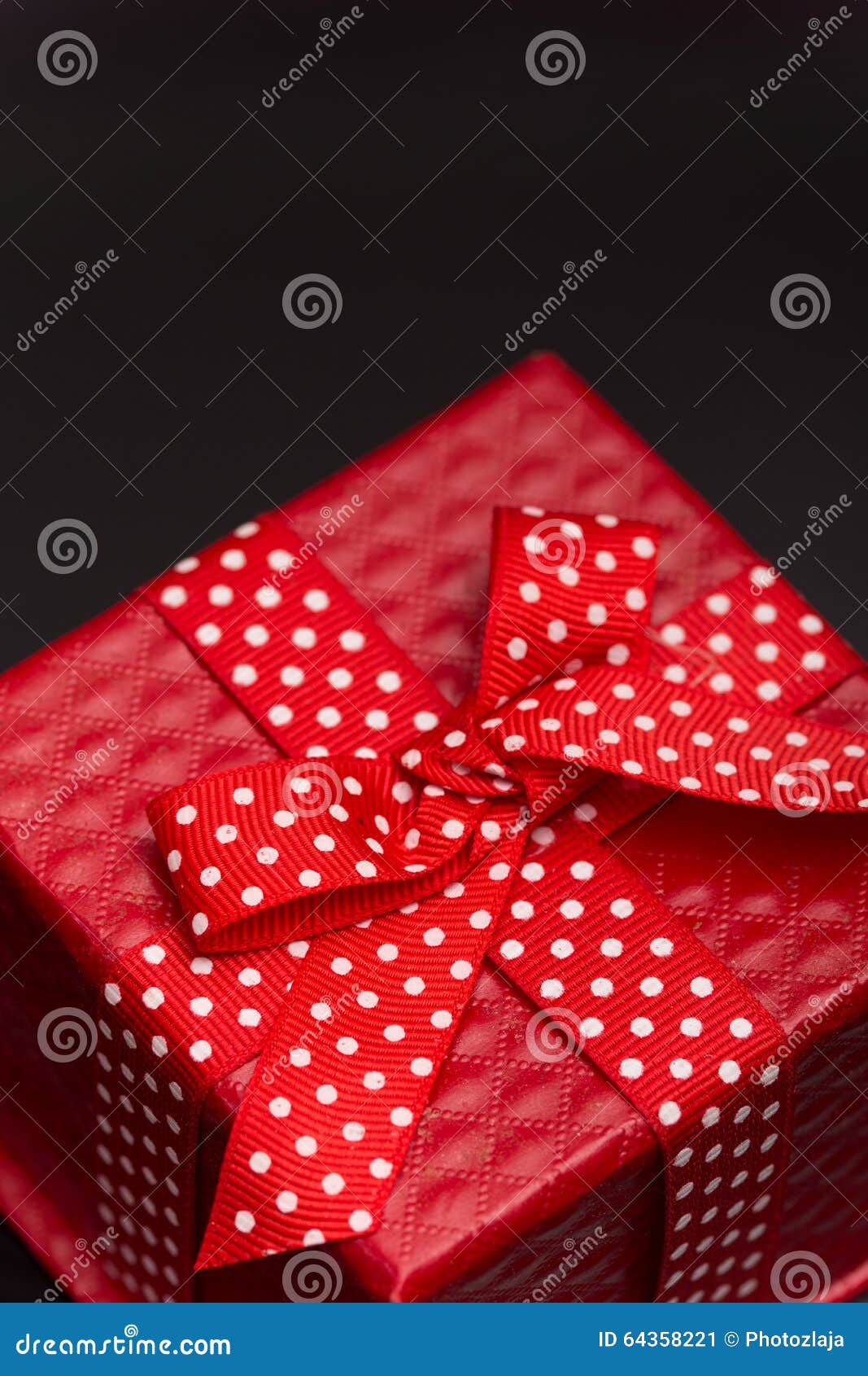 Red Box with Bow on the Black Background Stock Image - Image of ...