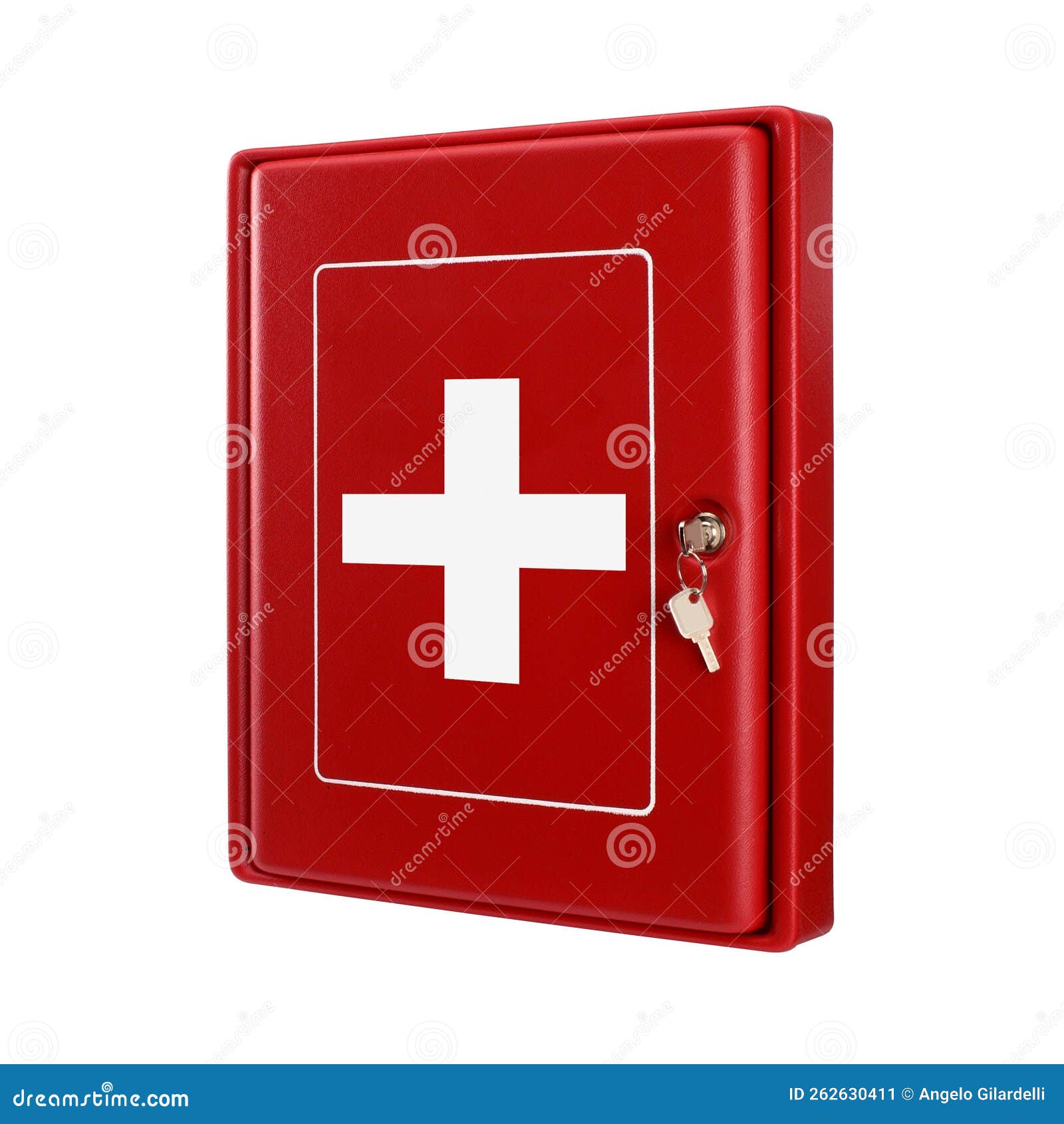 Red Box for First Aid Materials, with Keys and White Cross on a Red ...