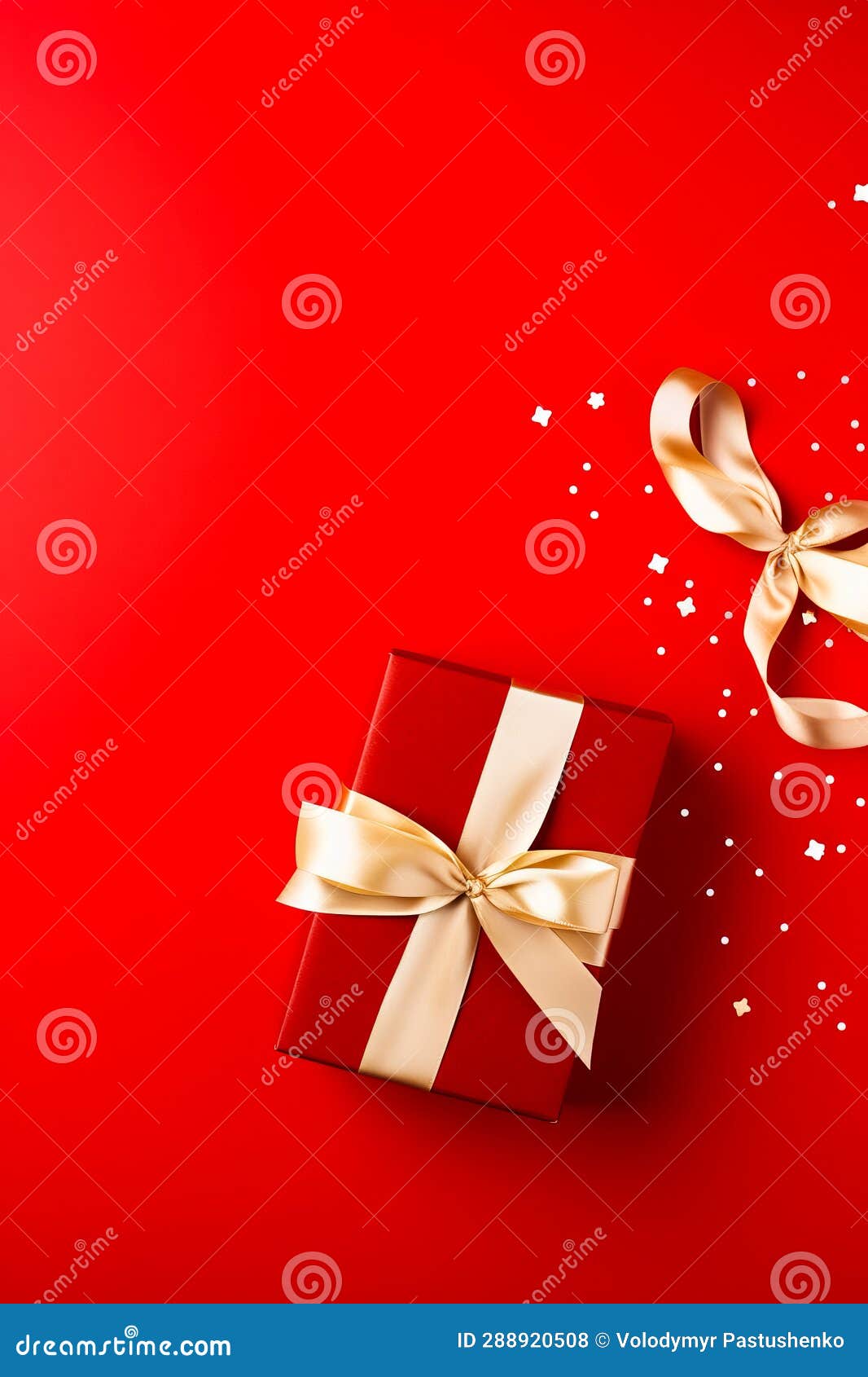 Red Box with Gold Ribbon and Bow on it. Generative AI Stock Photo ...