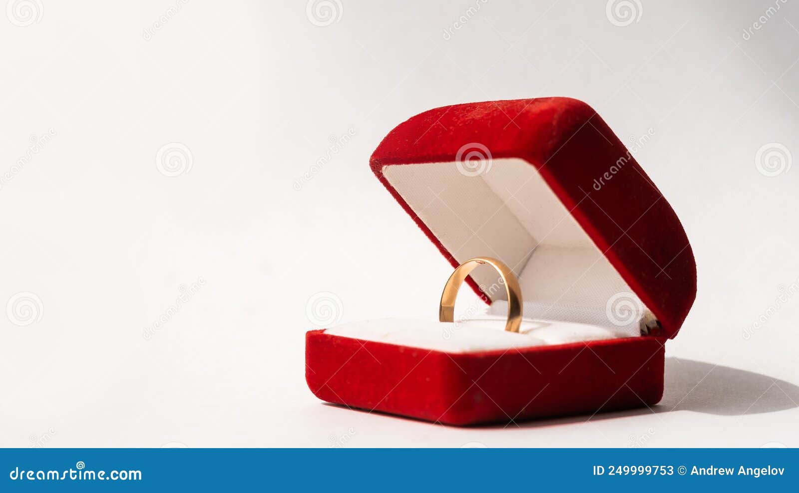 Red Box for Gold Ring on a White Background Stock Image - Image of ...