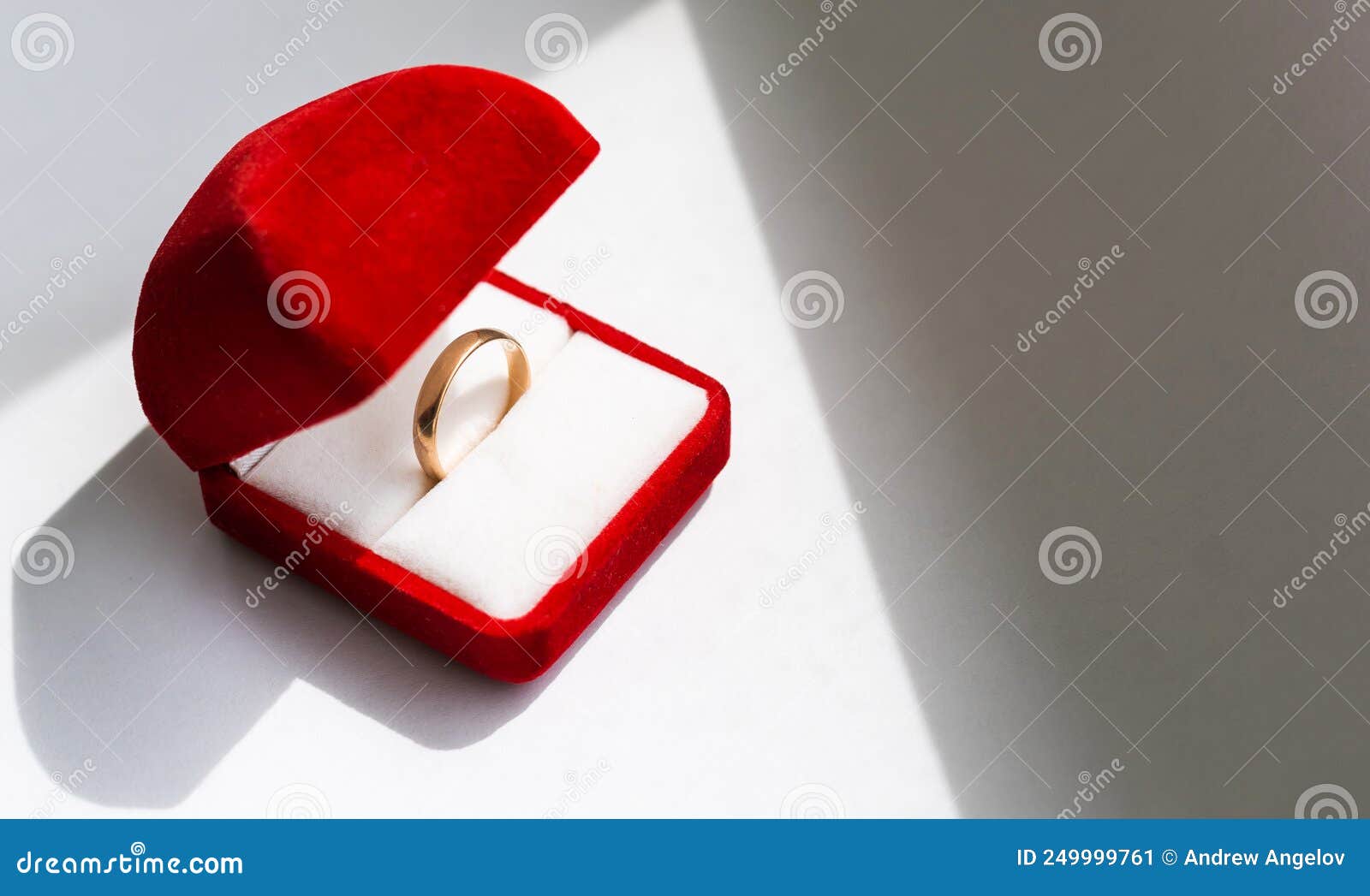 Red Box for Gold Ring on a White Background Stock Image - Image of ...