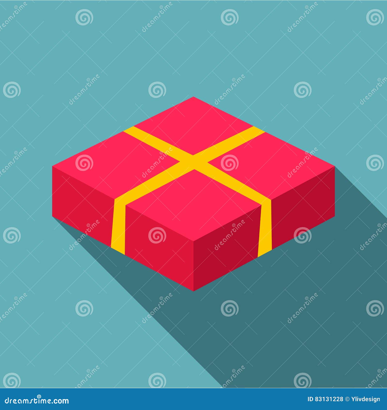 Red box, icon, flat style stock vector. Illustration of gift - 83131228