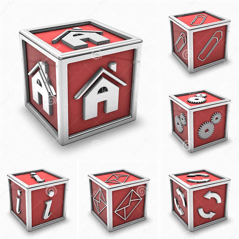 Red box icon set stock illustration. Illustration of attachment - 16305758