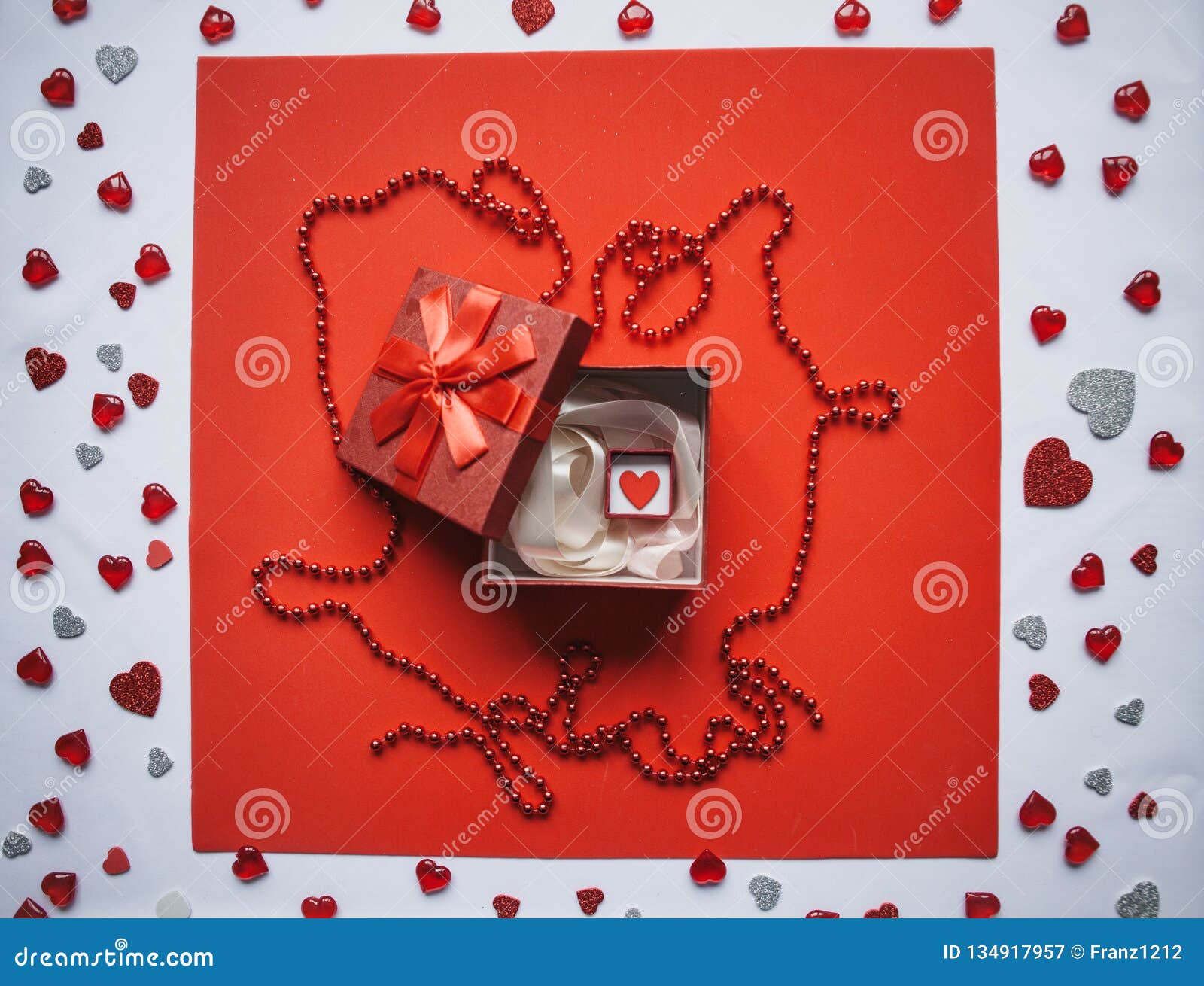 Red Box and Inside it is Another Small Box with a Heart. Stock Image ...