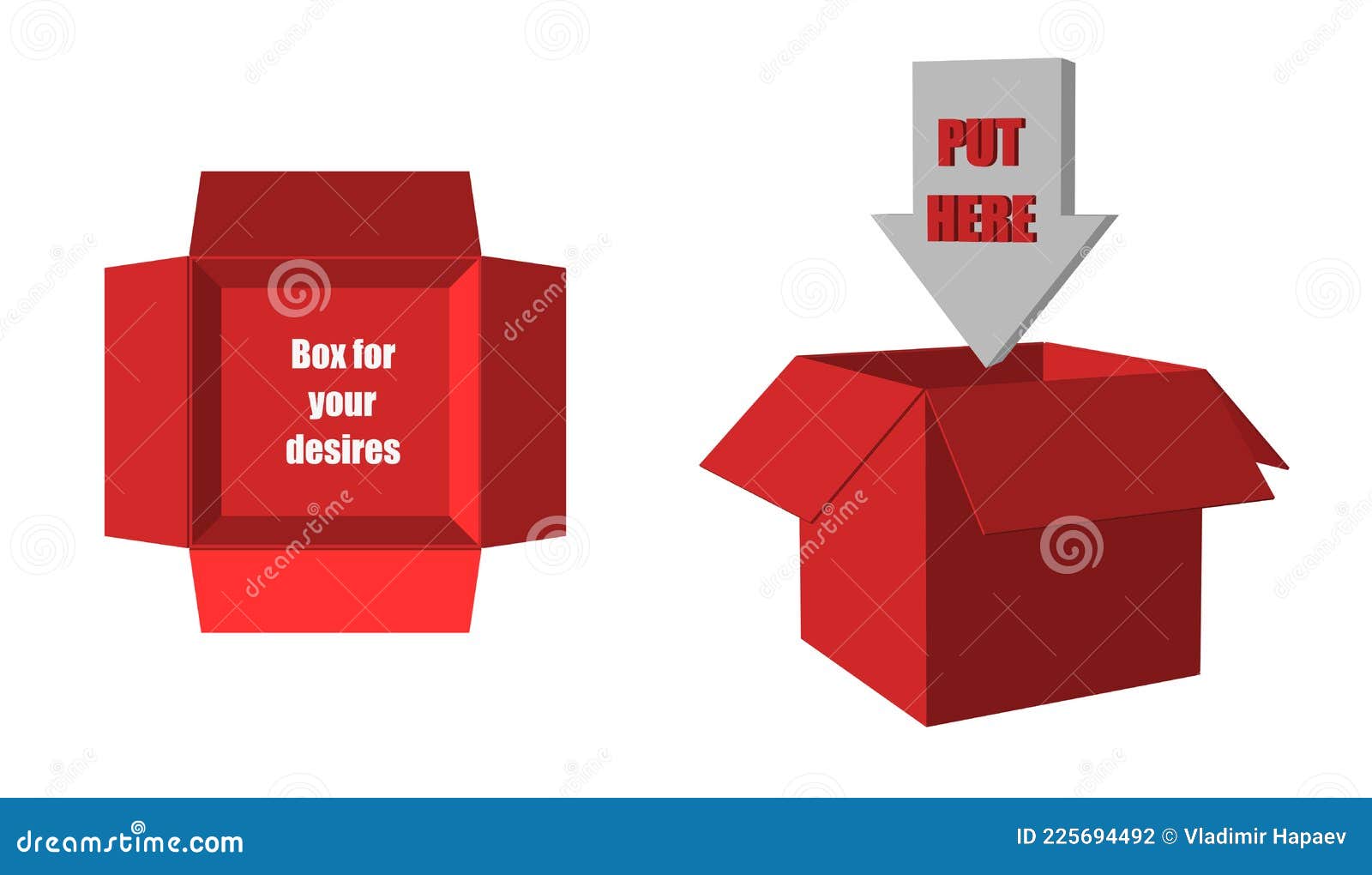 Red Box Opened. Vector Illustration. Stock Vector - Illustration of ...