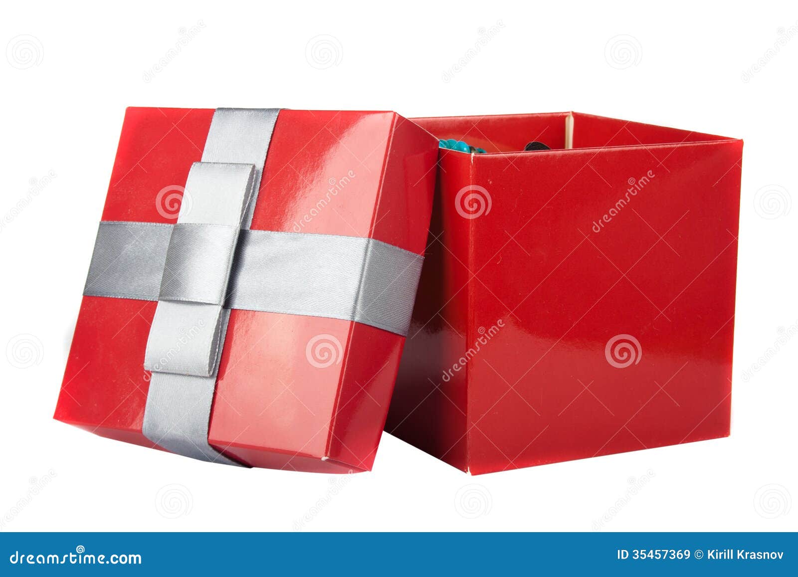Red Box and Ribbon on White Backgrounds Stock Image - Image of ...