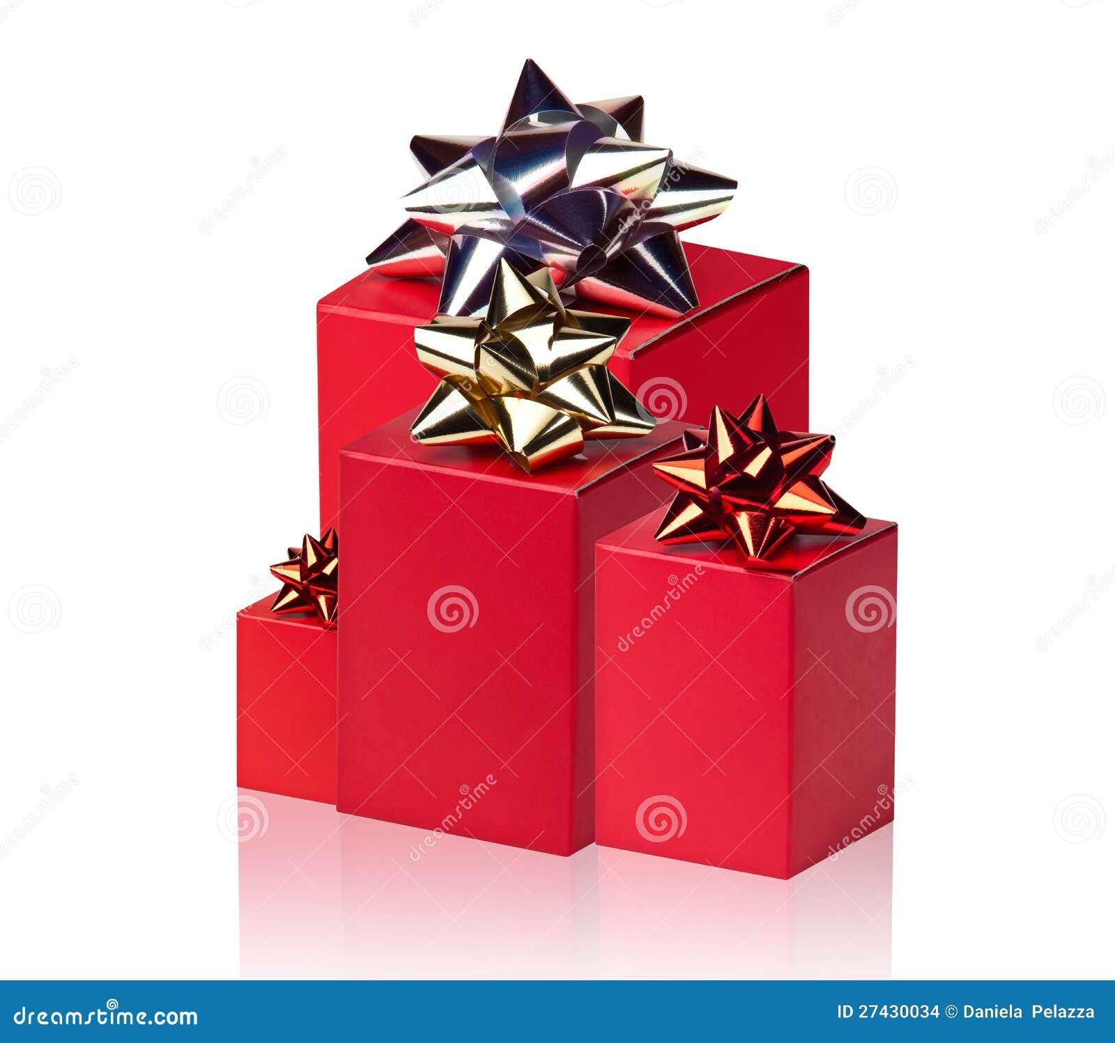Red boxes with bows stock photo. Image of package, gold - 27430034