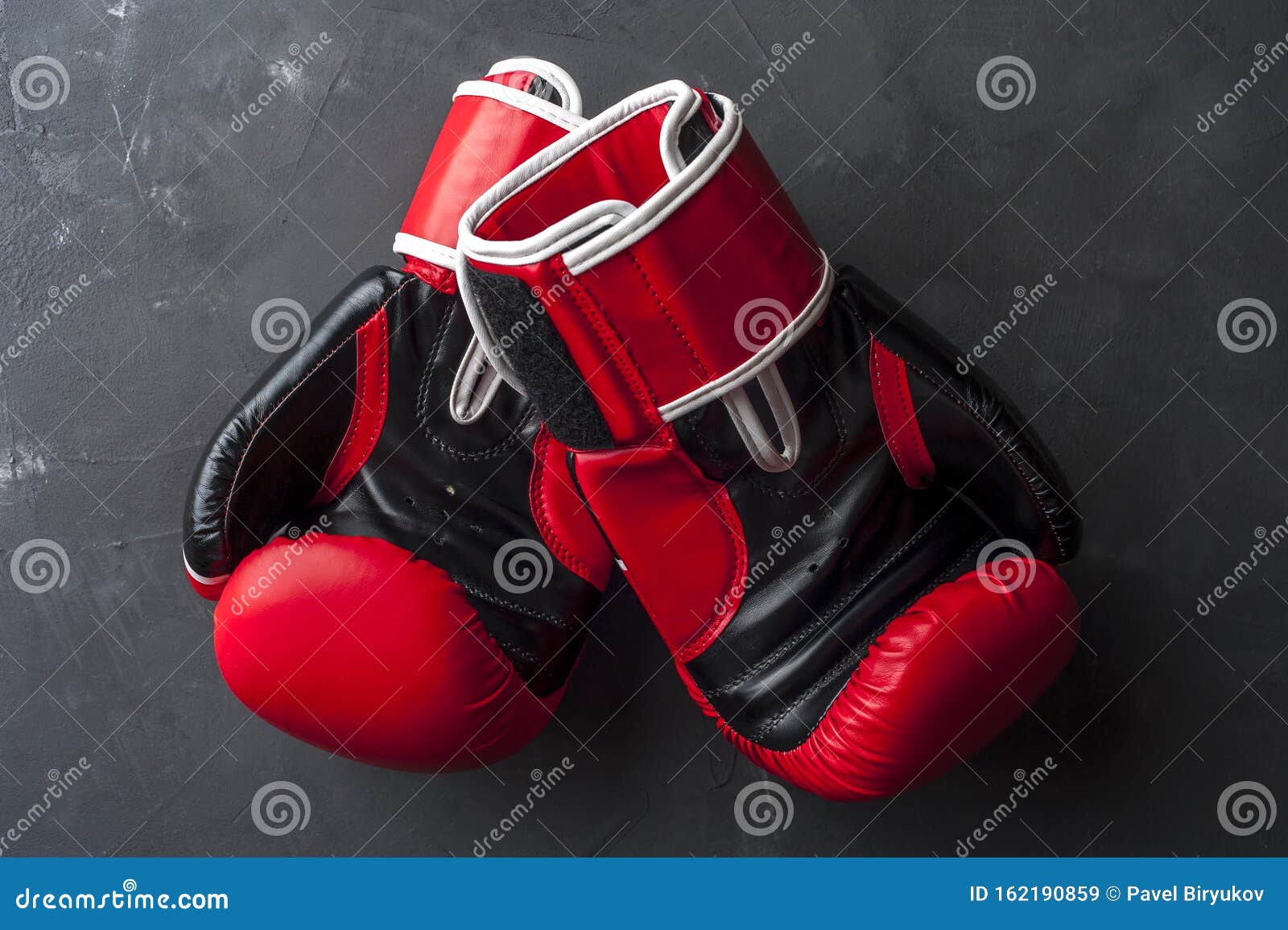 Red Boxing Gloves Hang on the Gray Wall Stock Image - Image of punch ...
