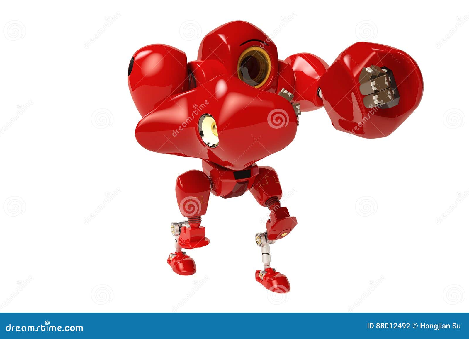A Red Boxing Robot Hands Up Stock Illustration - Illustration of metal ...