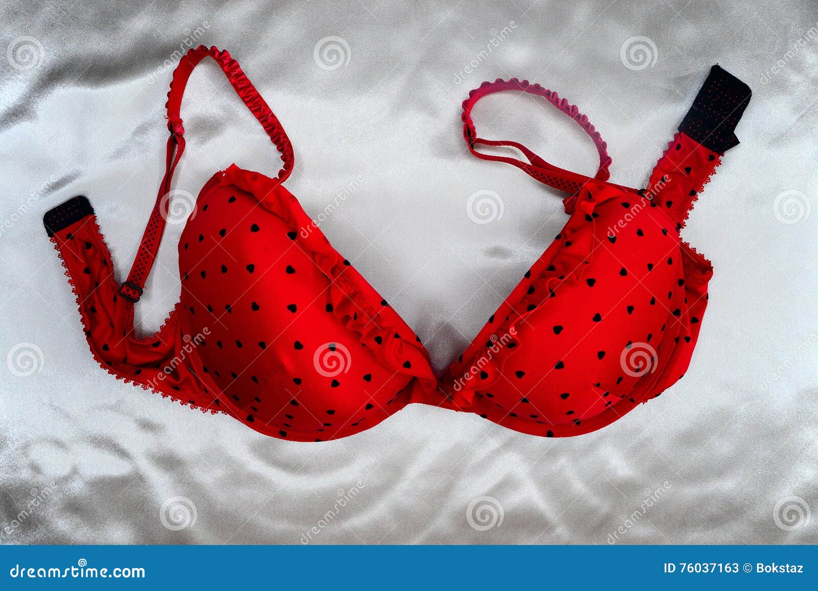 Red Bra Valentine Style with Straps Stock Image - Image of feminine ...