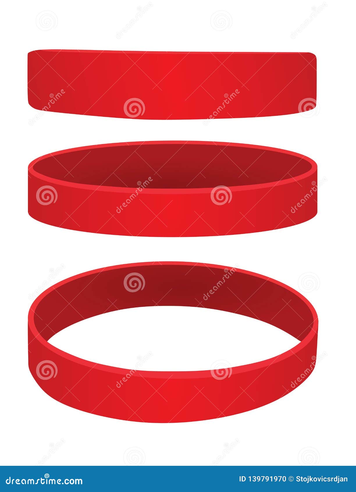 Red Bracelet. Front, Side and Top View Stock Vector - Illustration of ...
