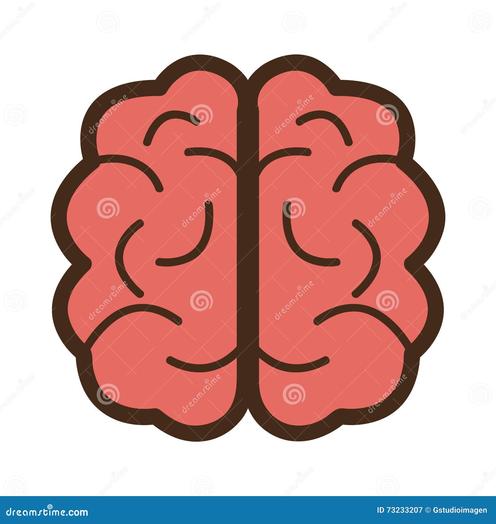 Red Brain Front View, Graphic Stock Illustration - Illustration of ...