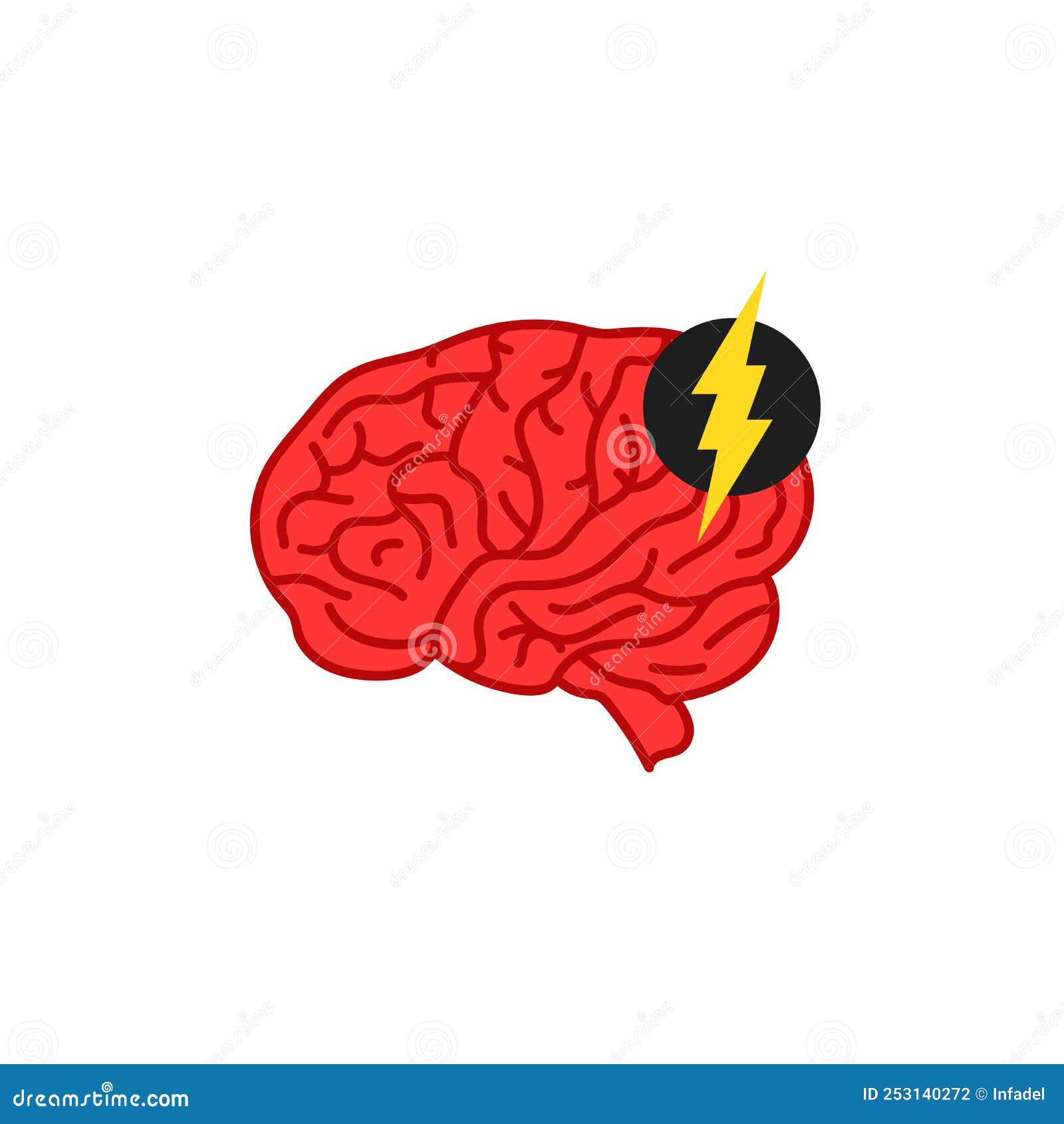Red Brain Icon Like Brainstorm or Pain Stock Vector - Illustration of ...