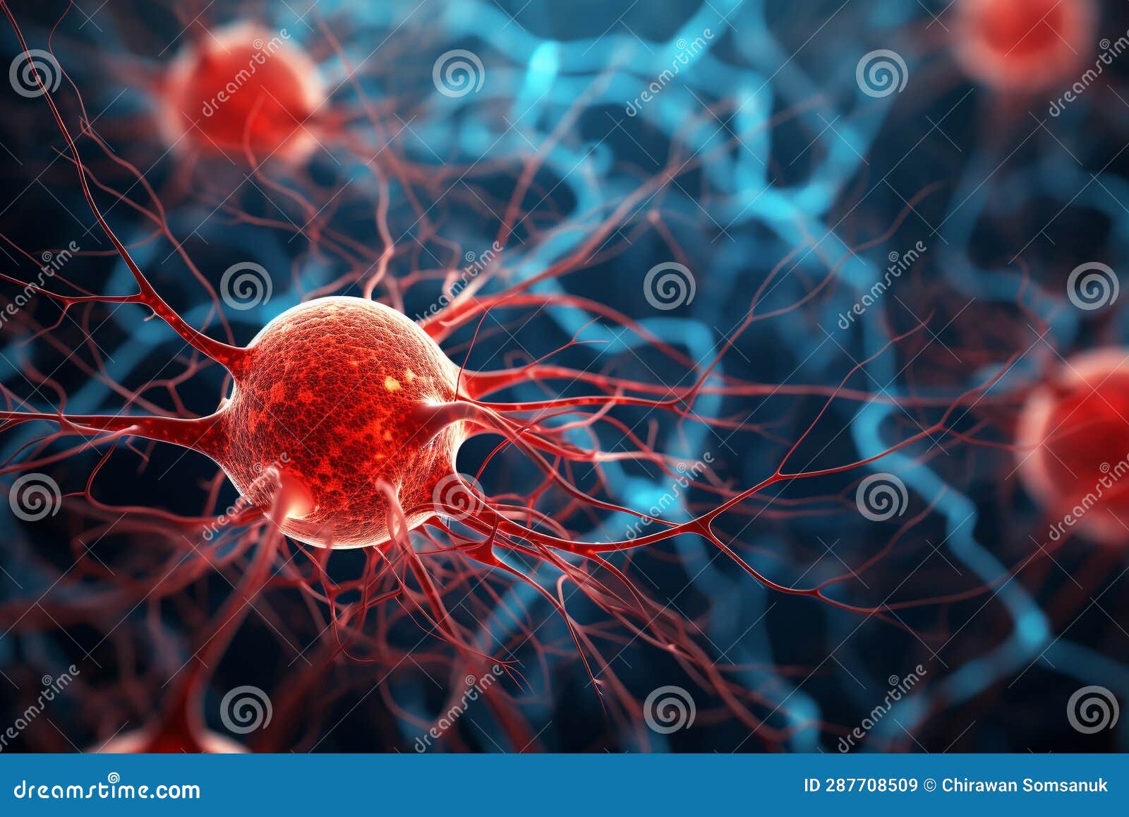 Red Brain Neural Network Cell Stock Image - Image of human, impulse ...
