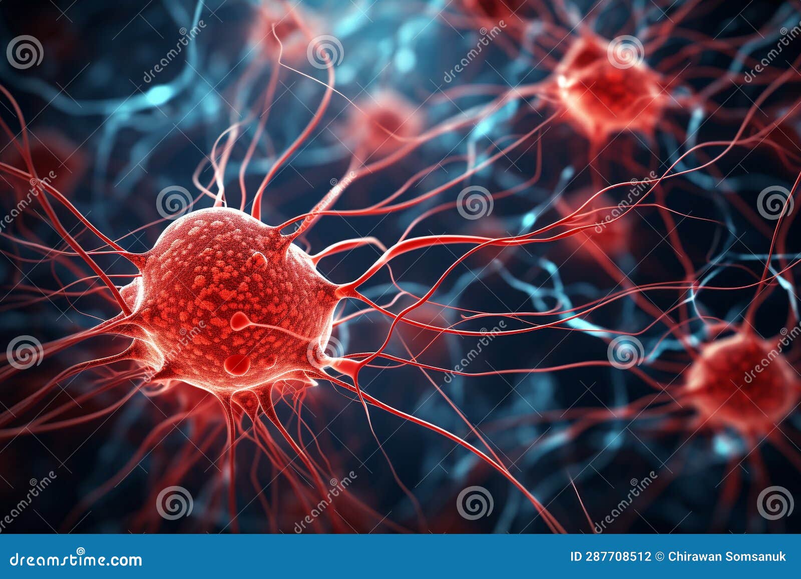Red Brain Neural Network Cell Stock Photo - Image of dendrite, biology ...