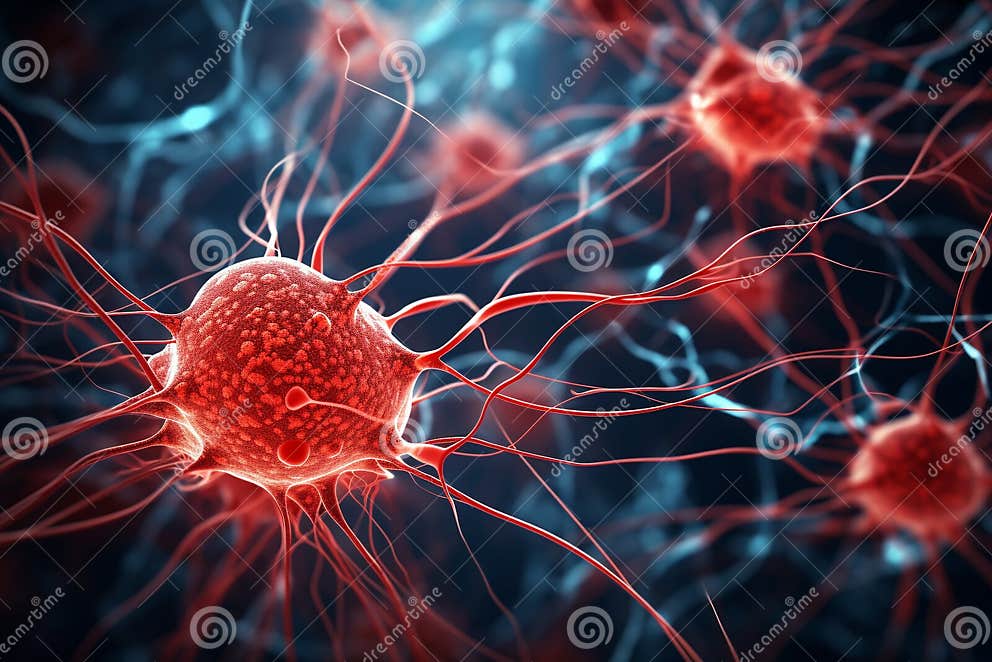 Red Brain Neural Network Cell Stock Photo - Image of dendrite, biology ...