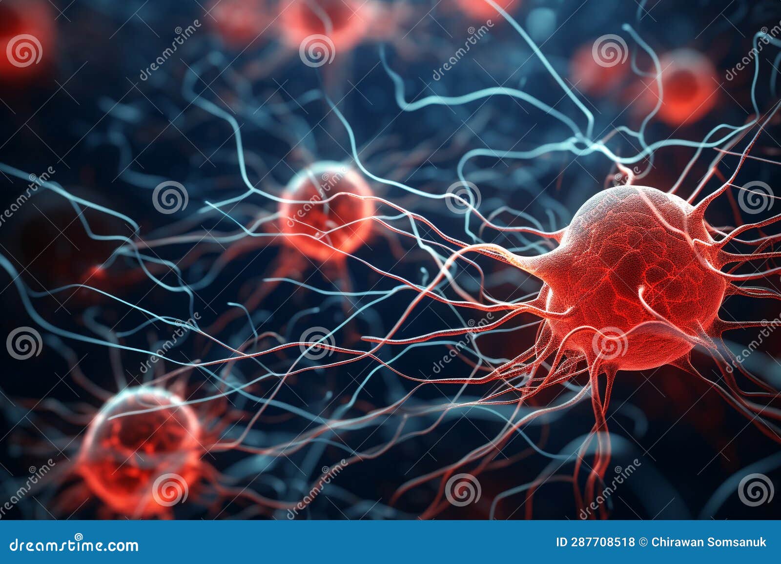 Red Brain Neural Network Cell Stock Illustration - Illustration of ...