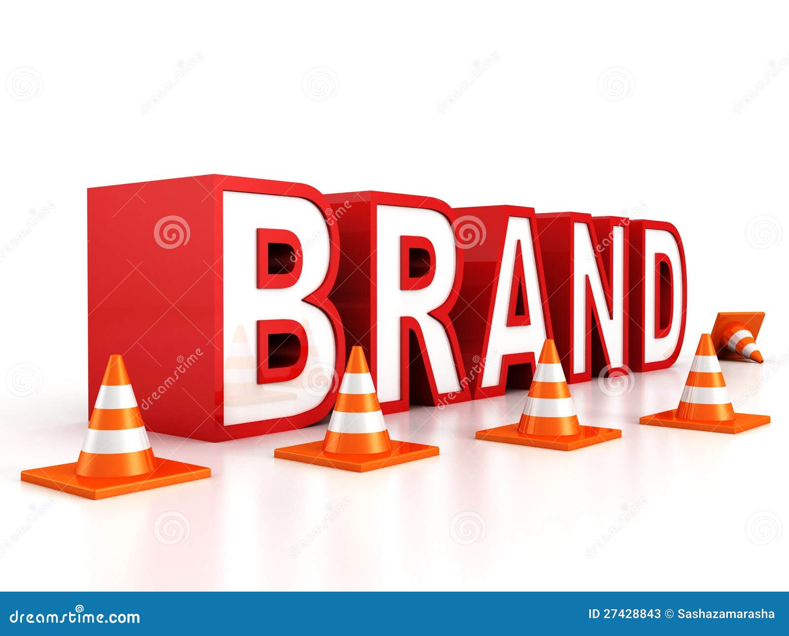 Red BRAND Text Behind the Barrier of Road Cones Stock Illustration ...