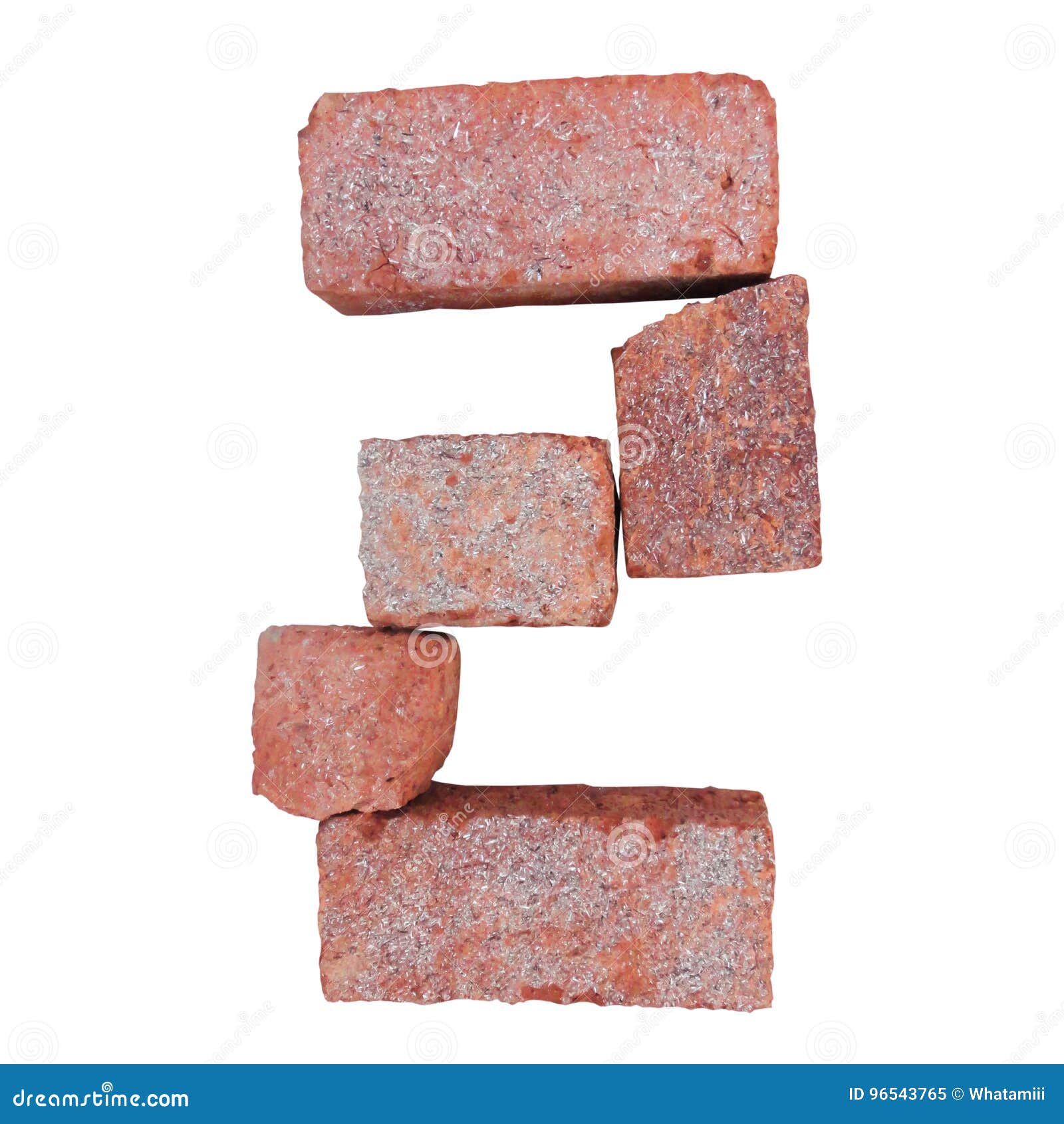 Red Brick Alphabet Number Font on White Background Isolated with ...