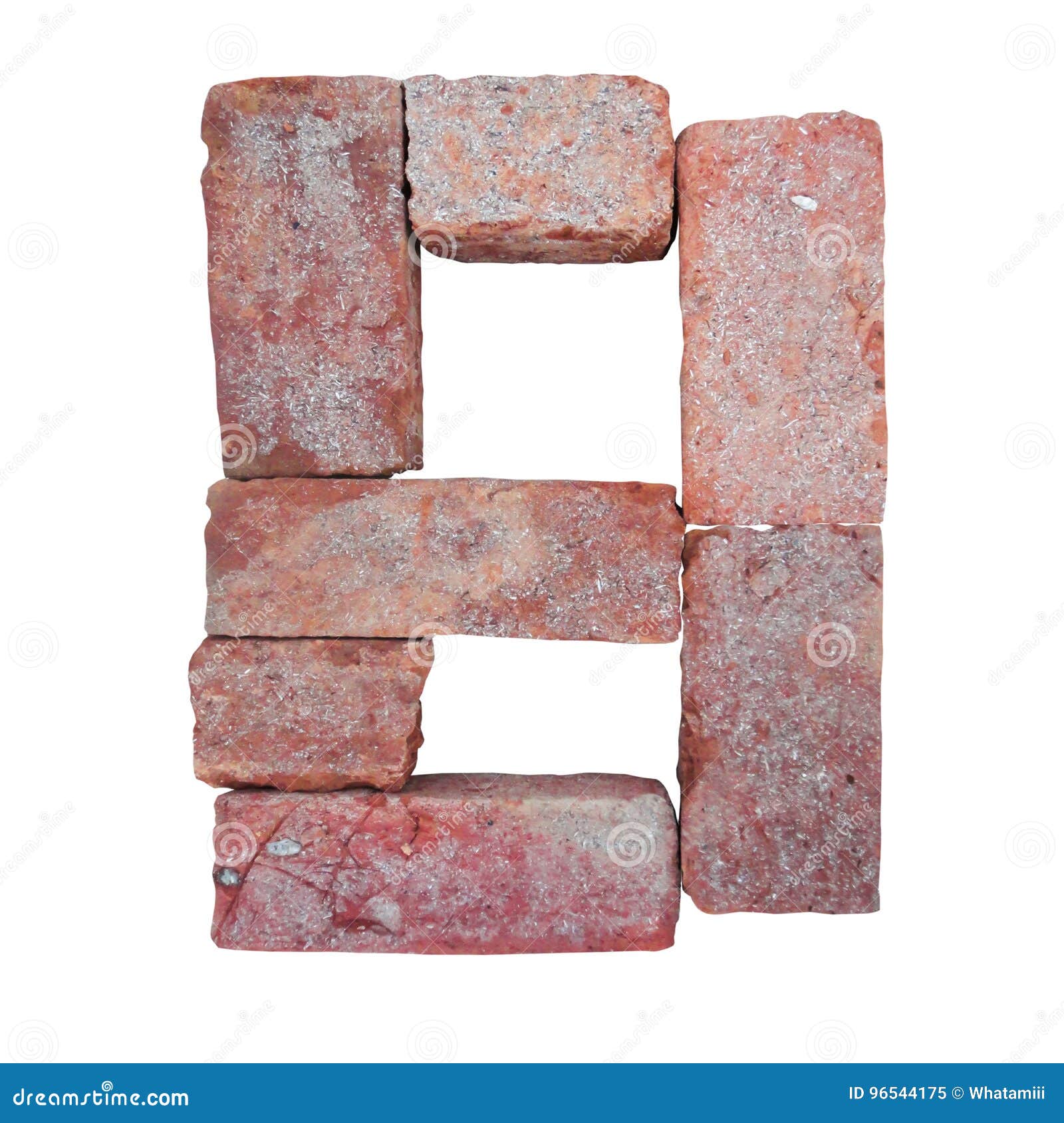 Red Brick Alphabet Number Font on White Background Isolated with ...