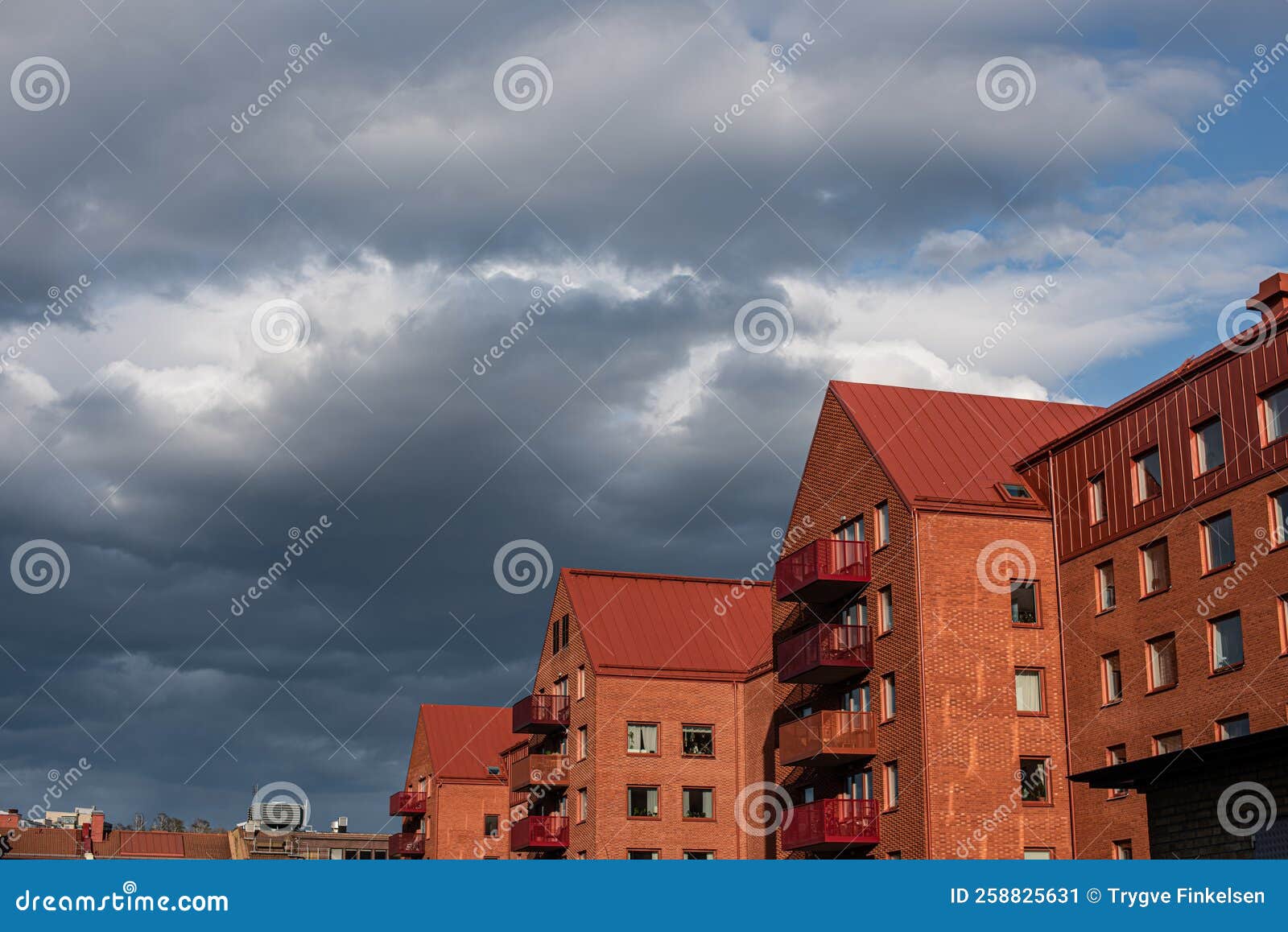Red Brick Apartment Building Facades.. Stock Image - Image of concrete ...