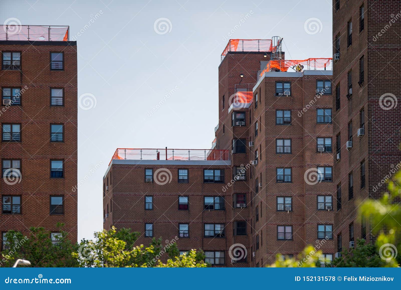 Red Brick Apartments in New York Bronx Stock Photo - Image of york ...