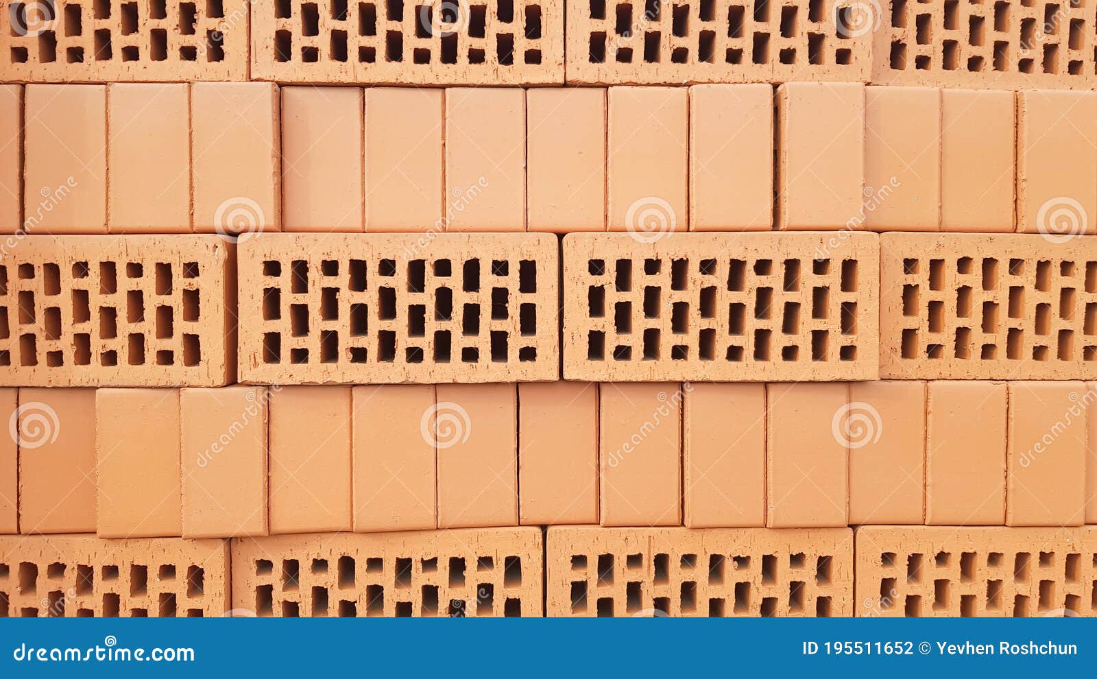 Red Brick Background with Holes. Red Perforated Brick with Rectangular ...