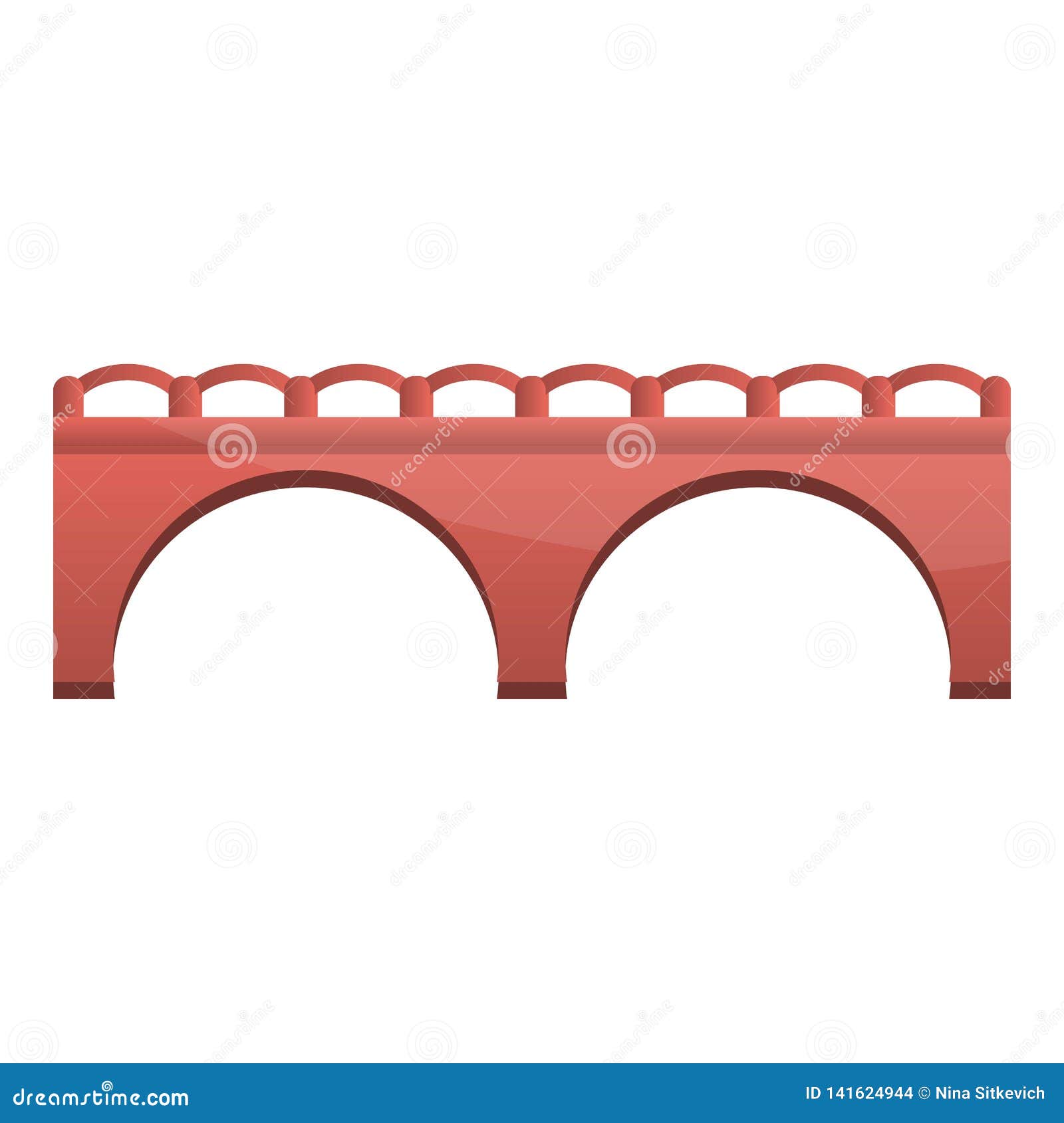 Red Brick Bridge Icon, Cartoon Style Stock Vector - Illustration of ...