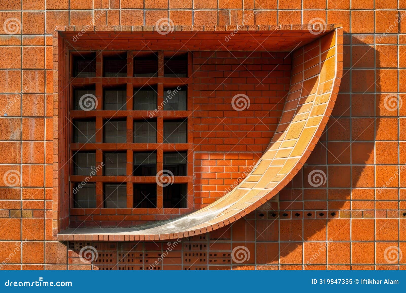 A Red Brick Building Featuring a Unique Curved Window Design ...