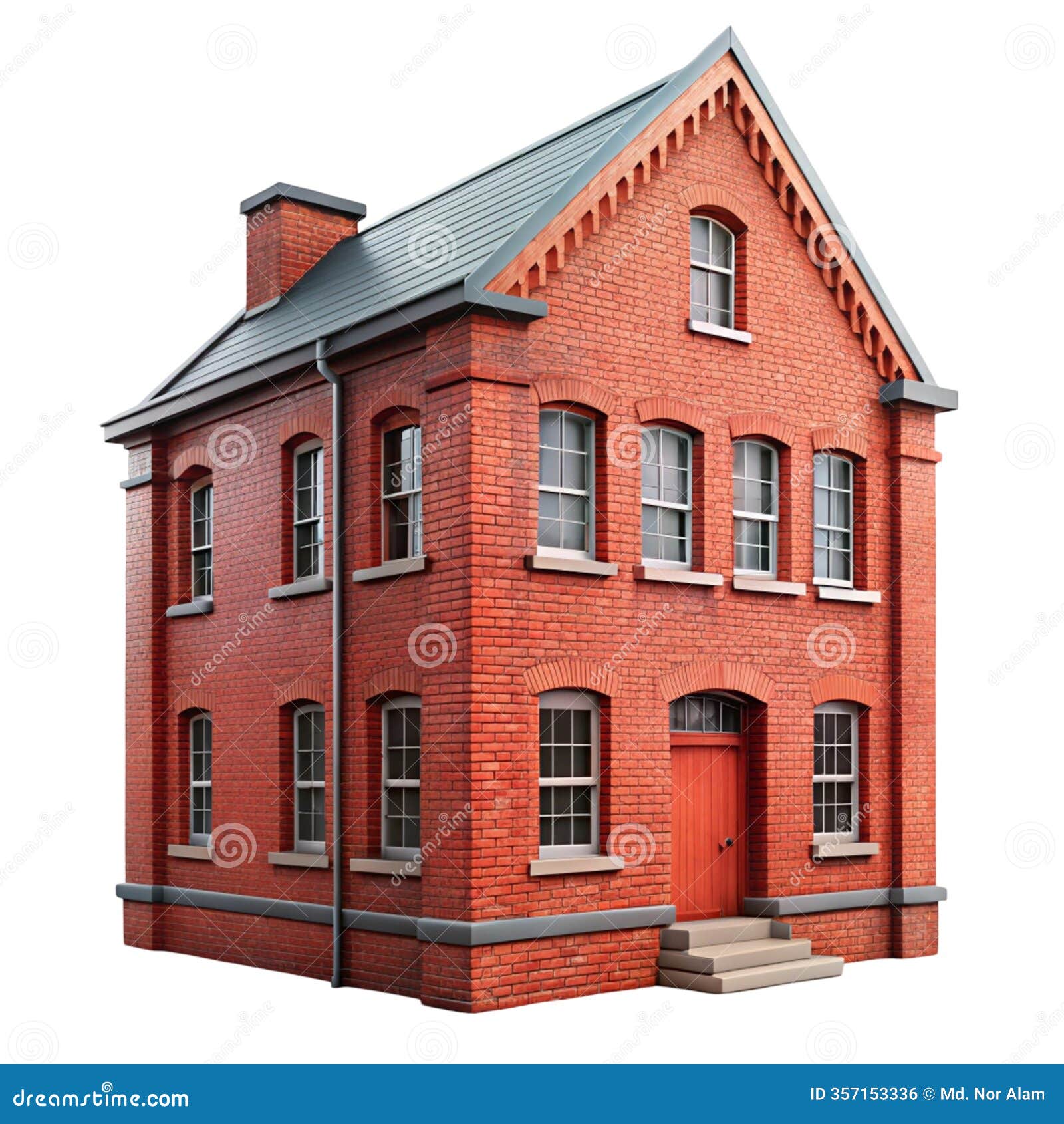 Red Brick Building Isolated on White Background Stock Illustration ...