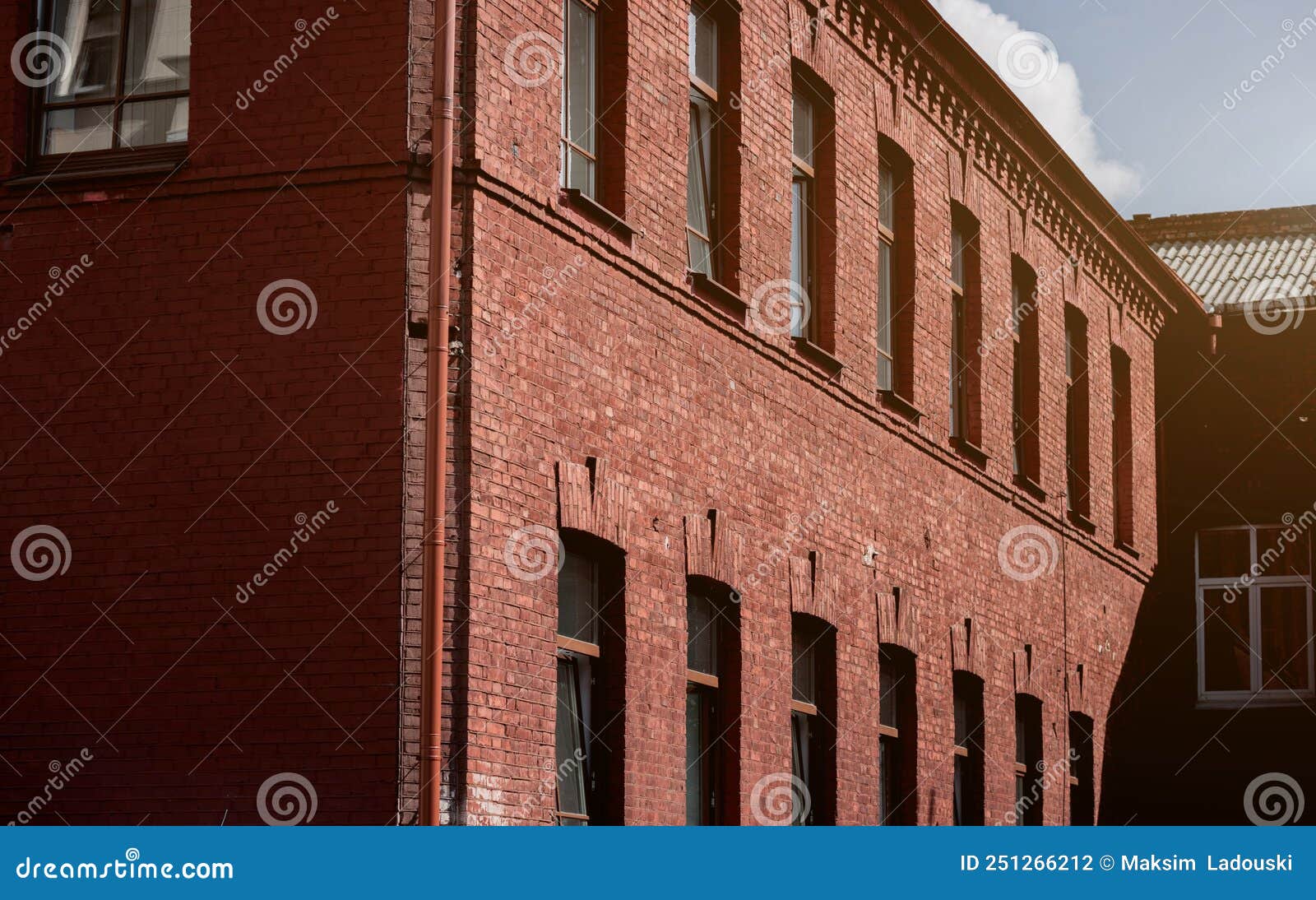 Red brick building stock photo. Image of town, vintage - 251266212