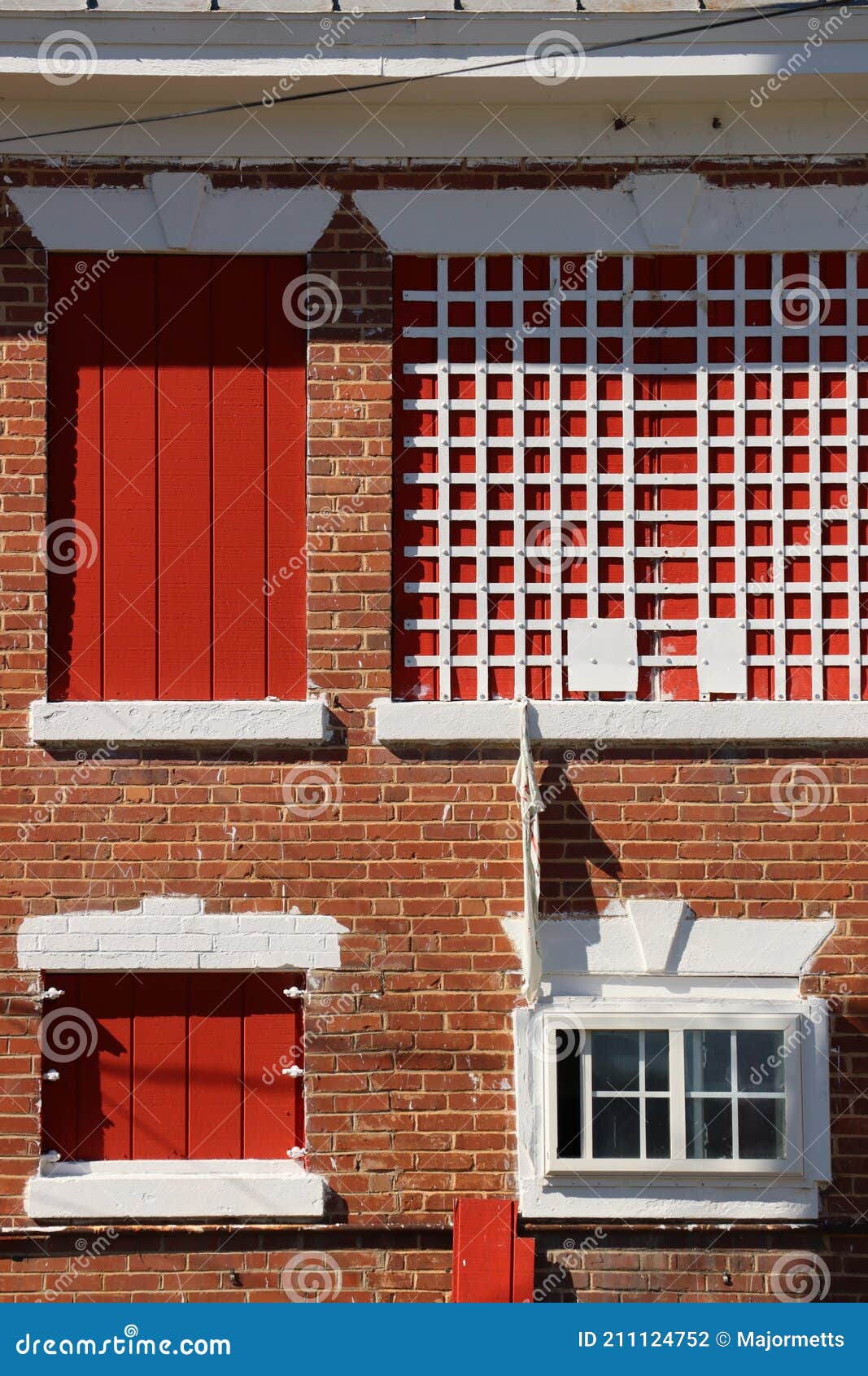 Red Brick Building Side Window Sampler Stock Photo - Image of brick ...