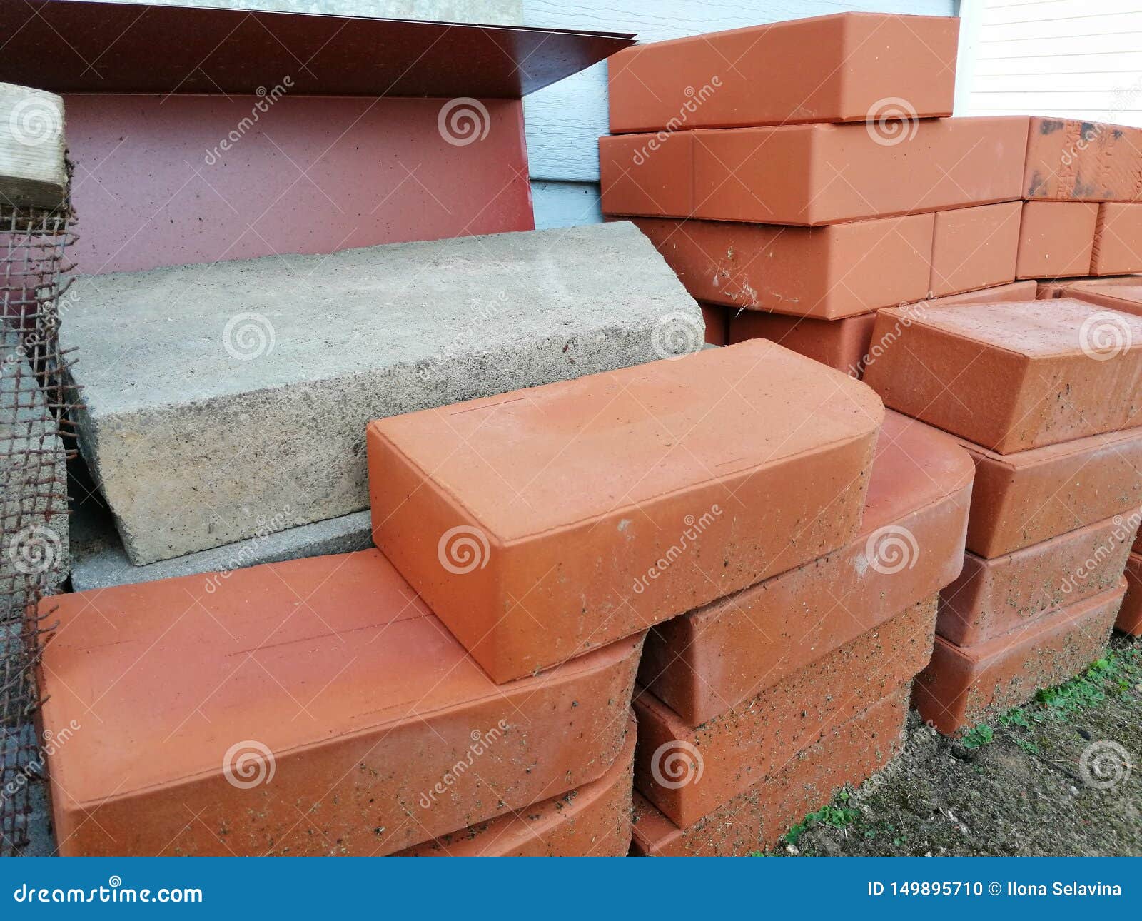 Red Brick Bunch for Building Stock Photo - Image of building, materials ...