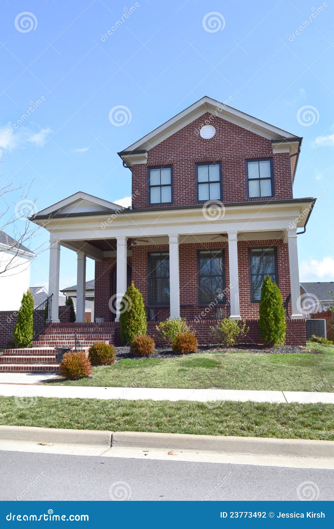 Red Brick Cape Cod Style Dream Home Stock Photo - Image of condo, build ...