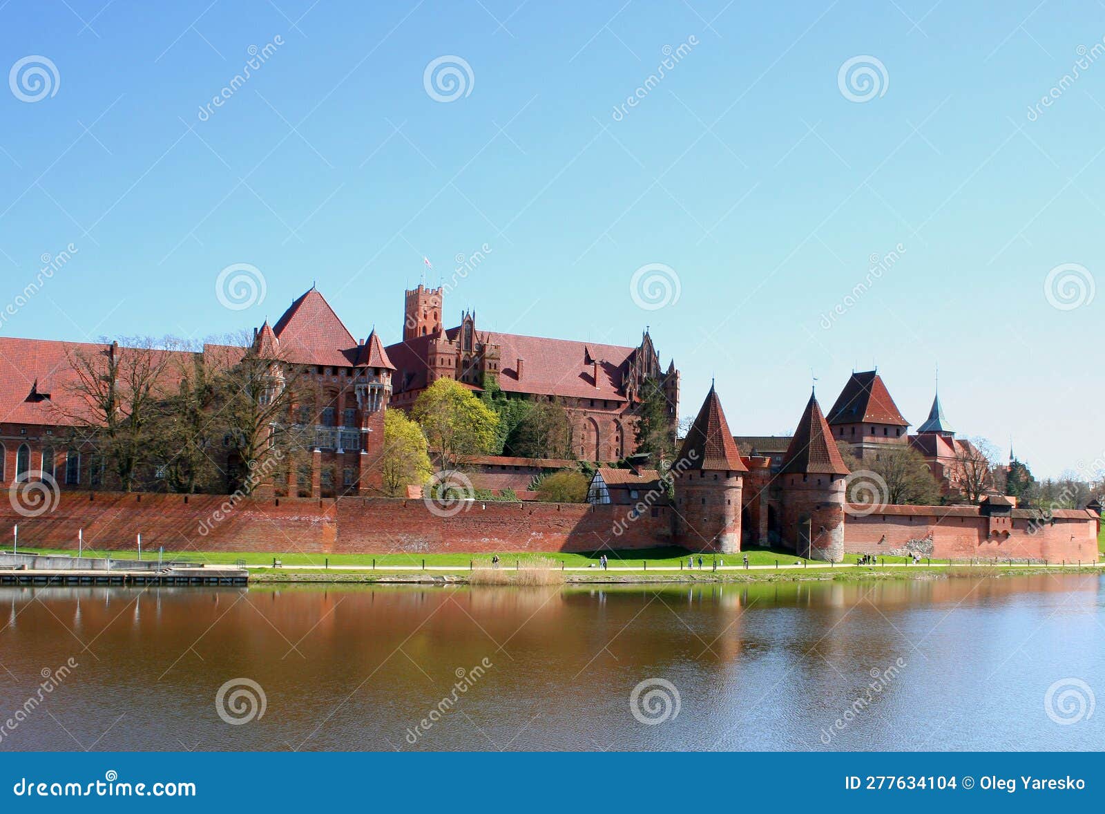 Red Brick Castle on the River Stock Photo - Image of city, monastery ...