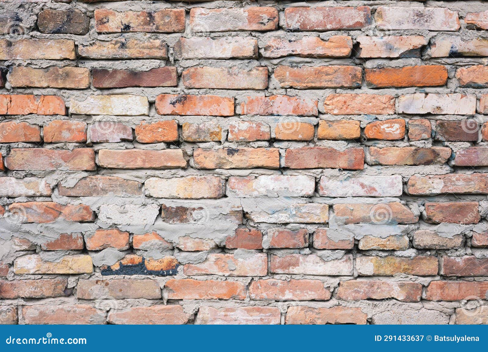 Red brick and cement wall stock image. Image of texture - 291433637