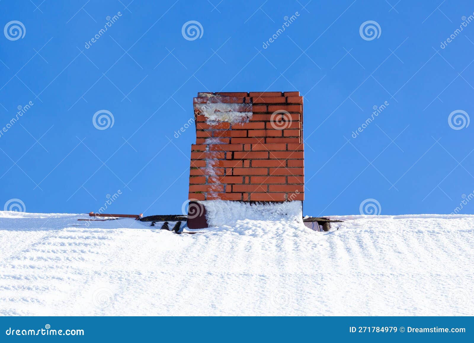 A Red Brick Chimney on a Roof Stock Image - Image of residential ...