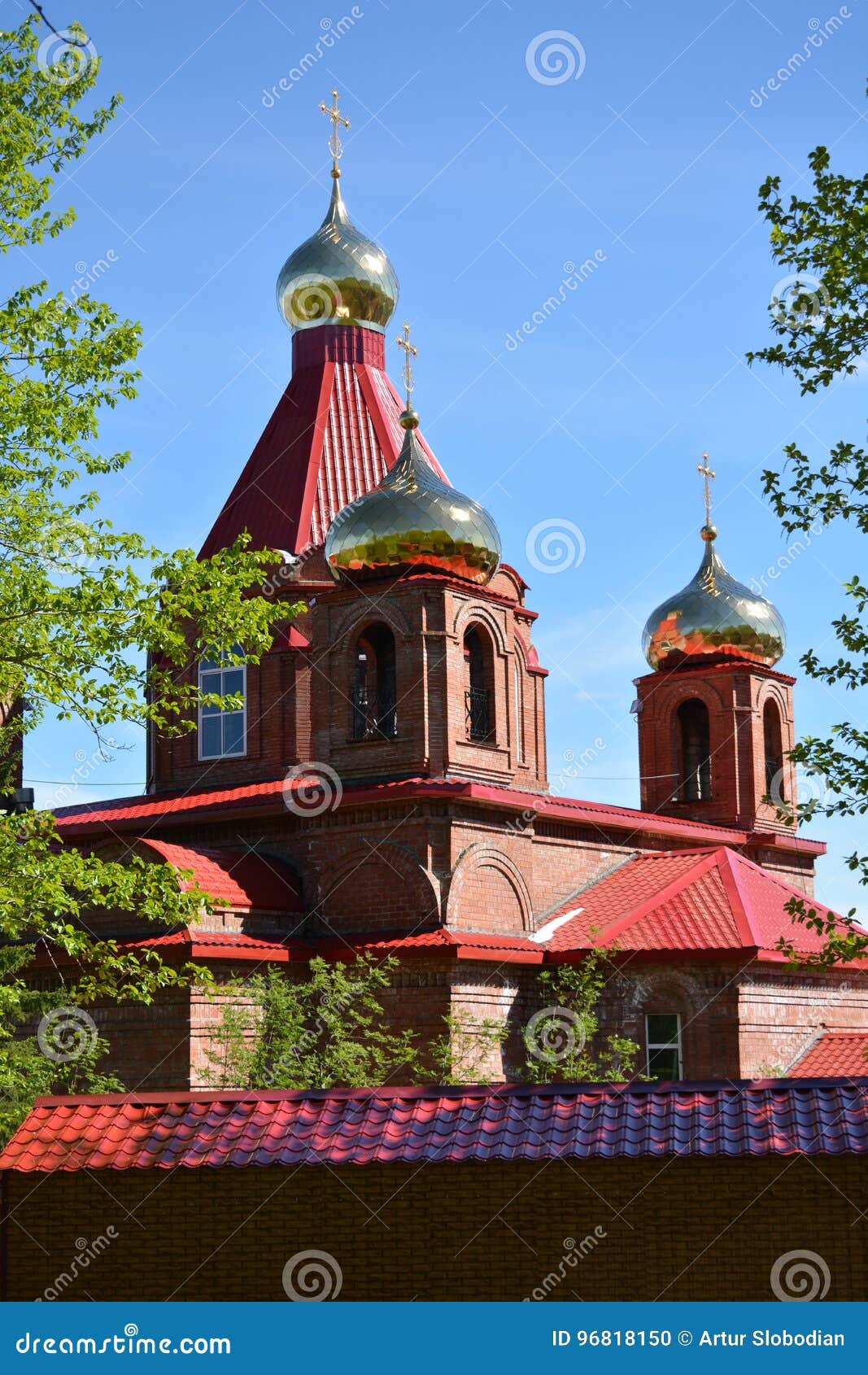 Red brick church. stock photo. Image of lower, built - 96818150