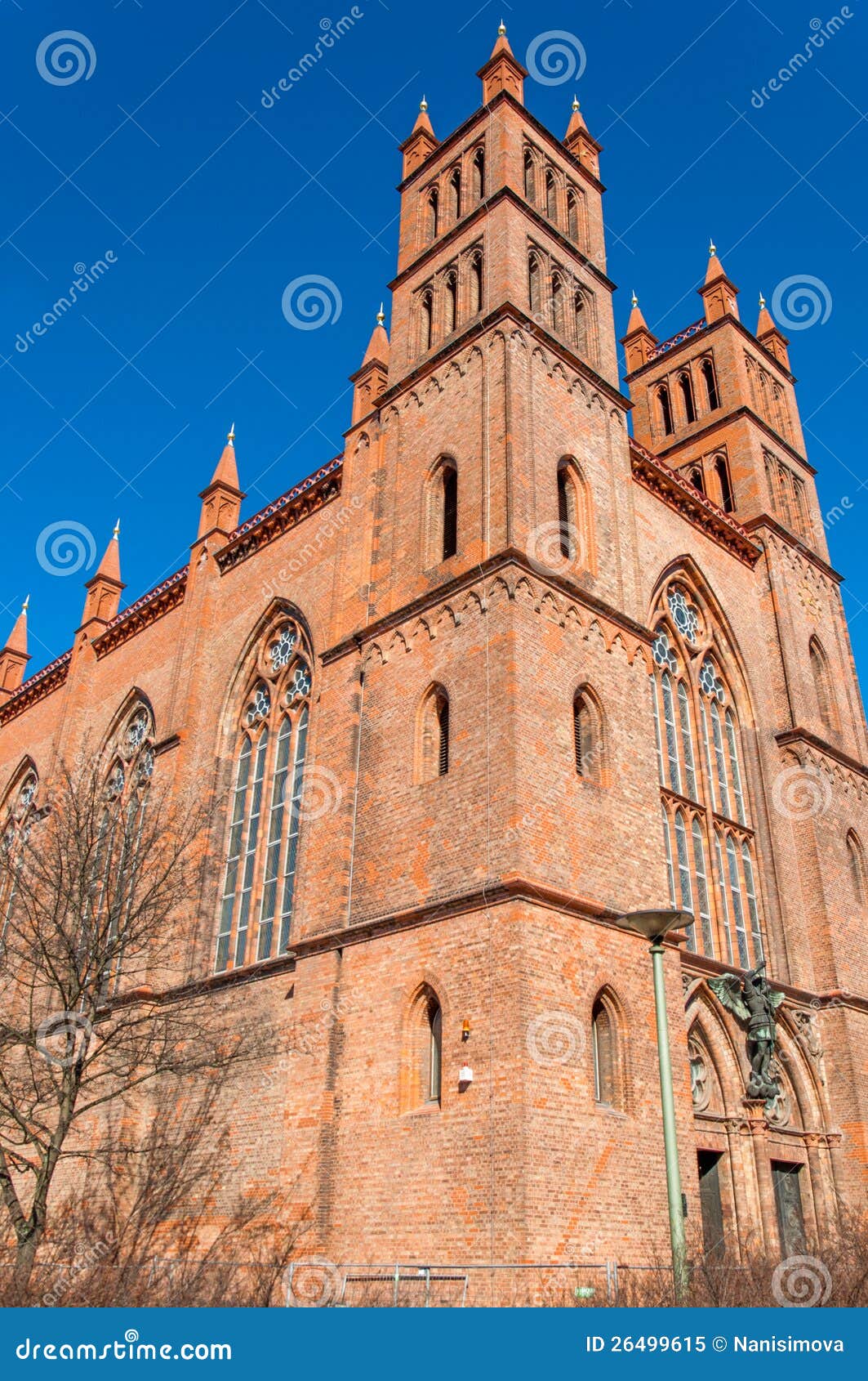 Red brick church in Berlin stock image. Image of churches - 26499615