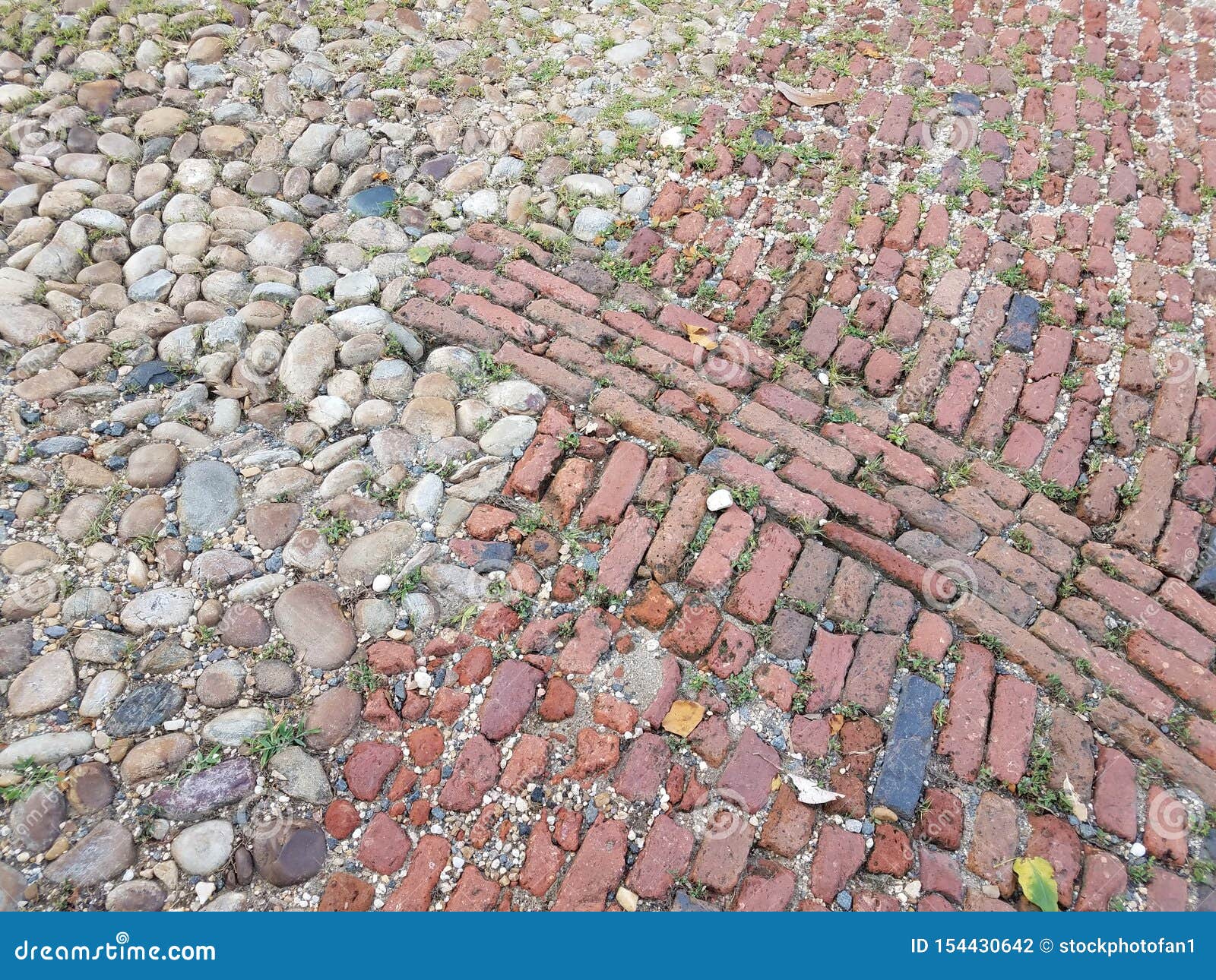 Red Brick and Cobblestone or Stone Street Stock Photo - Image of street ...