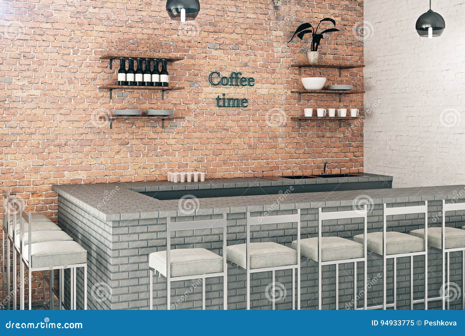 Brick Coffee Bar Background Stock Illustration | CartoonDealer.com ...